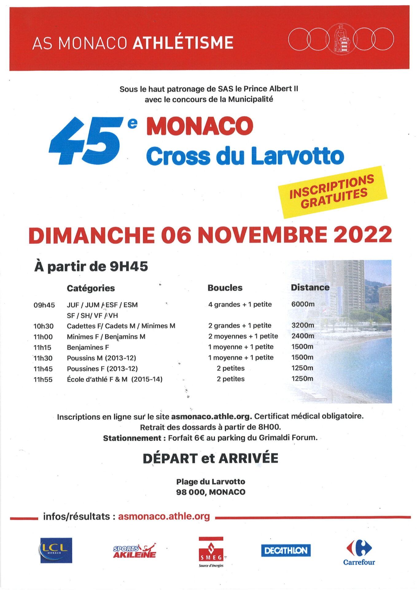 Ce dimanche, venez courir le 45e Cross du Larvotto ! - Code Sport Monaco